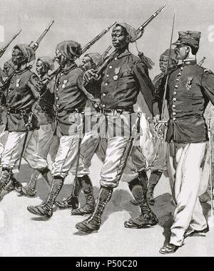 Fashoda Incident (1898). Marchand Expedition. Senegalese soldiers with ...