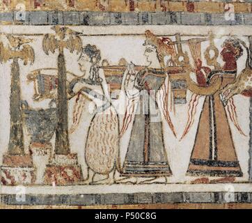 The painted Minoan Hagia Triada Sarcophagus 1370-1300 BC. Heraklion ...