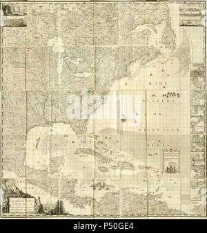1733 A Map Popple Stock Photo - Alamy