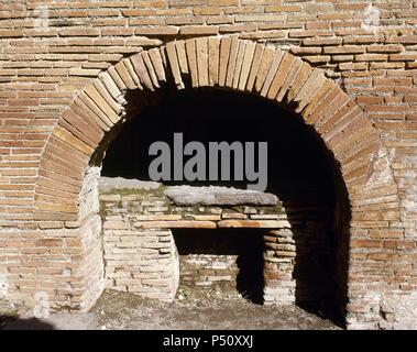 Pompeii. Modestus Bakery (Pistrinum). Bread oven where the millstones ...