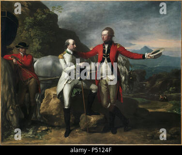 Benjamin West - Two Officers and a Groom in a Landscape Stock Photo - Alamy