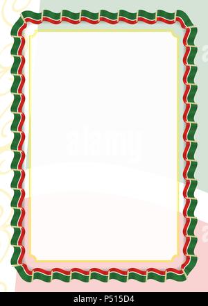 Frame and border of ribbon with Chechen flag, template elements for ...