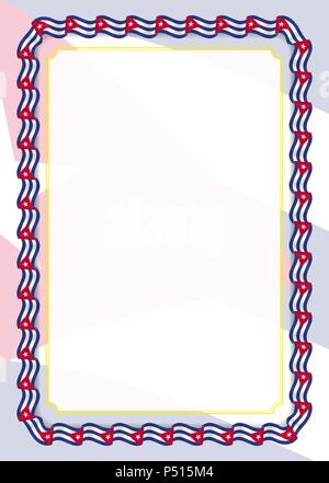 Frame and border of ribbon with Cuba flag, template elements for your ...