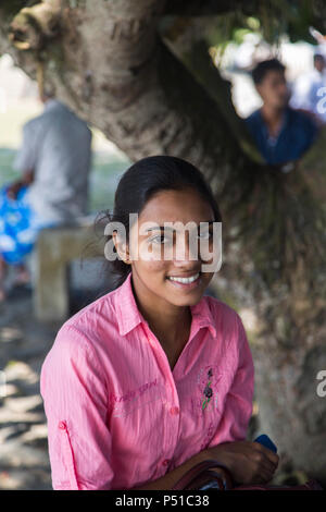 MATARA, SRI LANKA - JANUARY 25, 2014: Unidentified girl from Matara ...