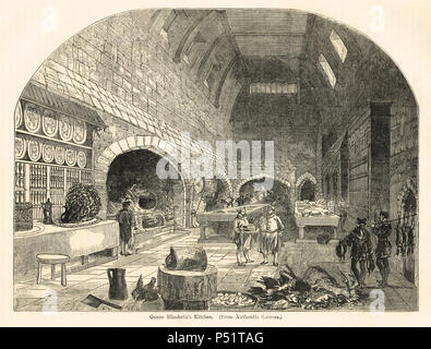 Queen Elizabeth Elizabethan kitchen tudor room cooking cooks cook Stock ...