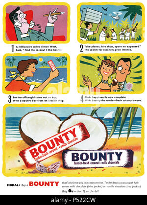 Bounty Chocolate Bar Vintage Advert c1950's Stock Photo: 140756115 - Alamy