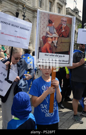 Crowd holding signs at a People's Vote Brexit March in St Helen's ...