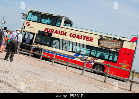 open top bus, Portland Bill Stock Photo - Alamy