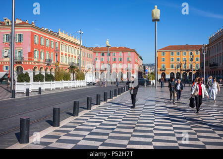 People on Place Massena - main historic and famous city square in Nice ...