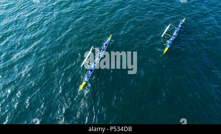 Outrigger Canoe teams competing in the Santa Barbara Rig Run 12 mile ...