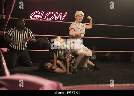 GLOW Netflix TV series 2017> with Alison Brie at left and Ellen Wong ...