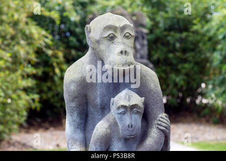 Stone sculptures in the form of monkeys and demons, historic city ...