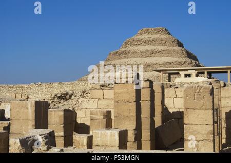 Funeral Complex of Pharaoh Djoser, and step pyramid at Saqqara Egypt ...
