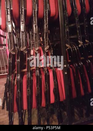 Building with Stacked Chairs Stock Photo - Alamy