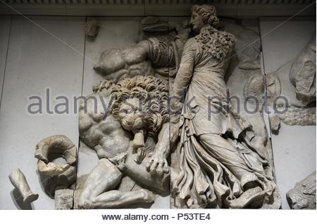 Pergamon Altar. North frieze. Gigantomachy. The goddess Ceto aiding ...