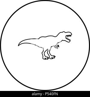 Tyrannosaurus rex icon in outline style isolated on white background ...