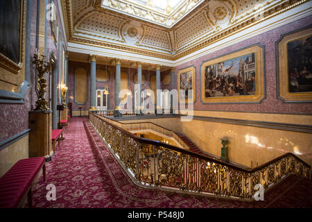 Interior photographs showing the Grand Hall and staircase of Lancaster ...