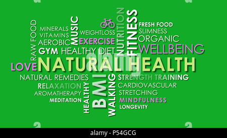 Health and wellbeing related text word cloud on white background Stock ...