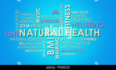 Health and wellbeing related text word cloud on white background Stock ...