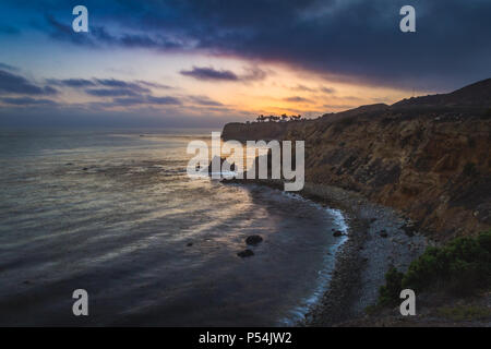 Stunning coastal view of steep Palos Verdes cliffs on a sunny day with ...