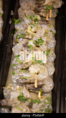 Bunch of Shrimp Skewers for a party Stock Photo - Alamy