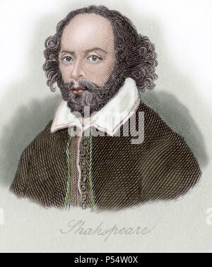 Colour portrait of William Shakespeare (1564-1616) (English playright ...