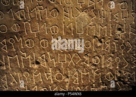 Pre-Islam. Funerary stele with an Old South Arabian inscription. Late ...