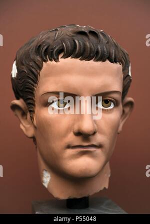 Painted reconstruction of marble statue of Emperor Augustus from Villa ...