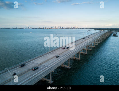 MIAMI, FLORIDA - CIRCA APRIL 2017: Aerial View of Rickenbacker Causeway ...