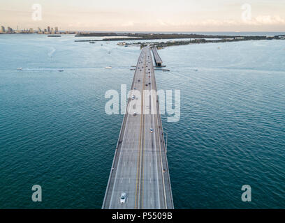 MIAMI, FLORIDA - CIRCA APRIL 2017: Aerial View of Rickenbacker Causeway ...