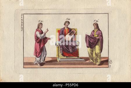 King David and priests in Anglo Saxon garb. One of the priests who ...