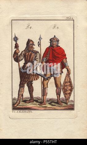 Vandal and Gepide warriors. Vandal in helmet with spikes, cloak ...