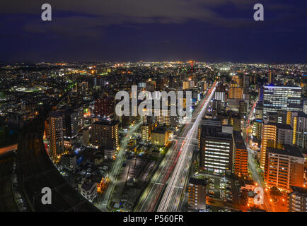 Sendai, Japan - Oct 3, 2017. Night view of Sendai, Japan. Sendai is the ...