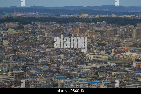 Sendai, Japan - Oct 3, 2017. Aerial view of Sendai, Japan. Sendai is ...