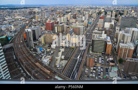 Sendai, Japan - Oct 3, 2017. Aerial view of Sendai, Japan. Sendai is ...