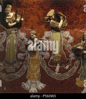 Detail of the Muses of the stage of the Palau de la Musica Catalana ...