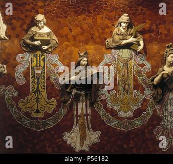 Detail of the Muses of the stage of the Palau de la Musica Catalana ...