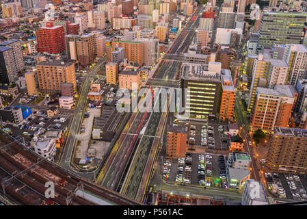 Sendai, Japan - Oct 3, 2017. Aerial view of Sendai, Japan. Sendai is ...