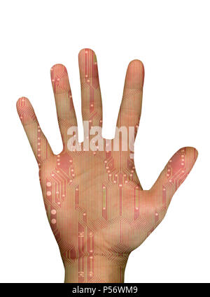 Conceptual image of circuitboard hand Stock Photo - Alamy