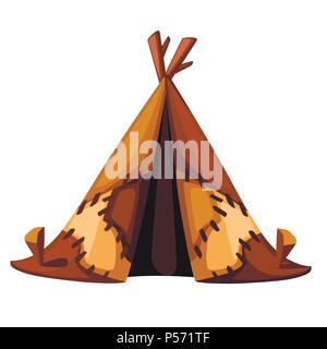 Prehistoric primitive ancient hut from animal skin in cartoon style ...