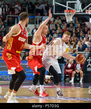 Riga, Latvia. 25th June, 2018. Friendly basketball game between ...
