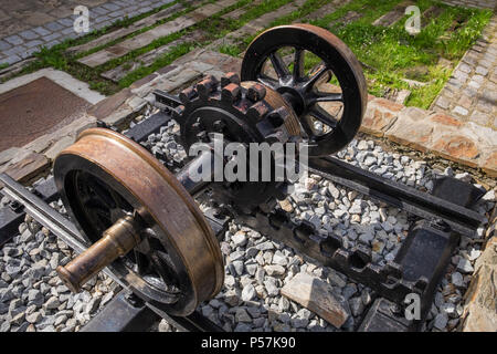 Train wheels, track, rack and pinion mechanism display from the Nuria ...