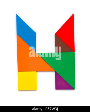 tangram shaped like a letter A on white background Stock Photo - Alamy