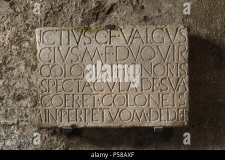Pompeii Amphitheatre - Latin inscription Stock Photo - Alamy