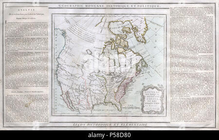 This 1789 map by Brion de la Tour depicts North America with an ...