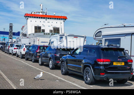 Vehicles waiting to load, Zeebrugge ferry terminal, Zeebrugge to Hull ...