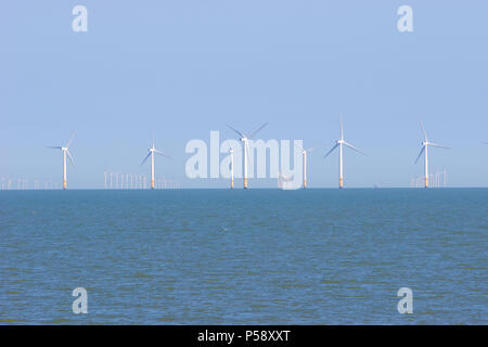 Off shore wind farm at Gun Fleet Sands off Clacton on Sea Essex Stock ...