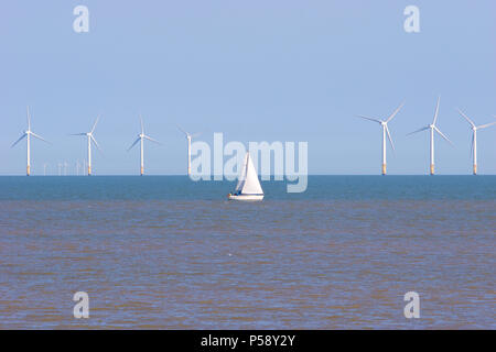 Off shore wind farm at Gun Fleet Sands off Clacton on Sea Essex Stock ...