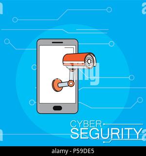 Surveillance camera online tracking from smartphone vector illustration ...