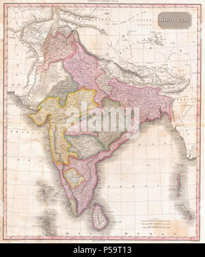 1818, Pinkerton Map of India, Pakistan, Afghanistan, Tibet, Nepal, Sri ...